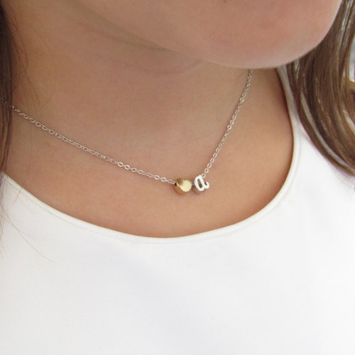Children's Personalized Initial Letter Necklace Kids | Etsy