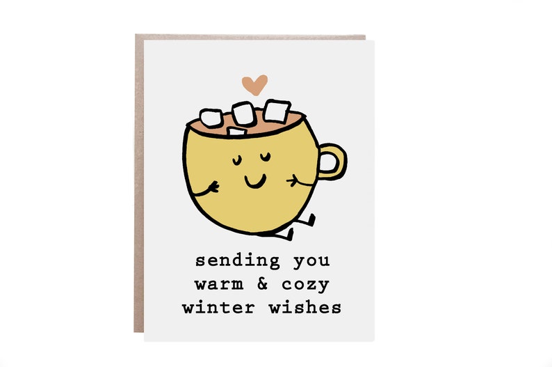 Warm Winter Wishes Cozy Card Hot Chocolate Card Blank - Etsy