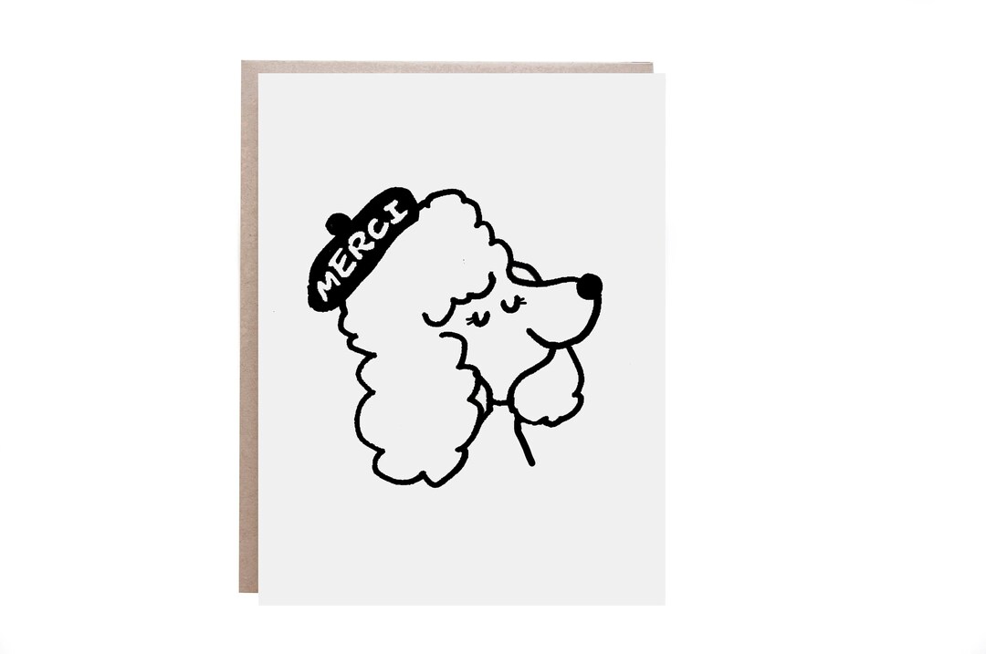 Merci, Thank You Card, Thanks Card, Poodle Card, French Inspired Card ...