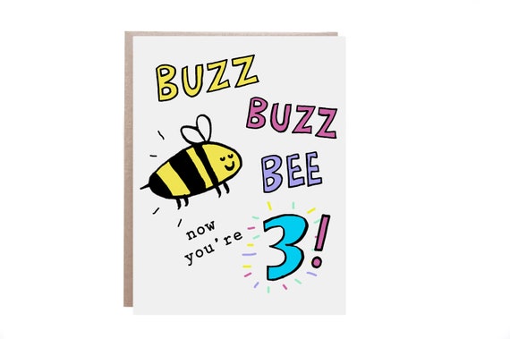 Third Birthday Card Turning 3 Card Three Year Old Happy | Etsy