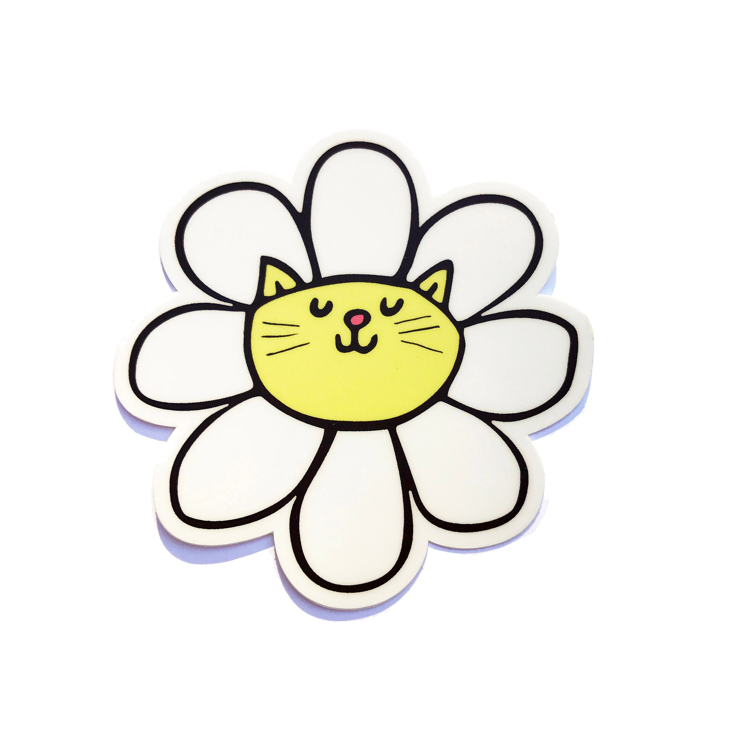 Cat Sticker Flower Sticker Daisy Sticker Cat Flower Kitty | Etsy