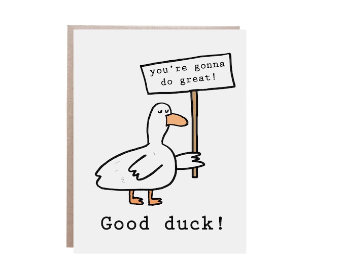 Good Luck Card, Encouragement Card, Funny Good Luck, Duck Card, Pun ...