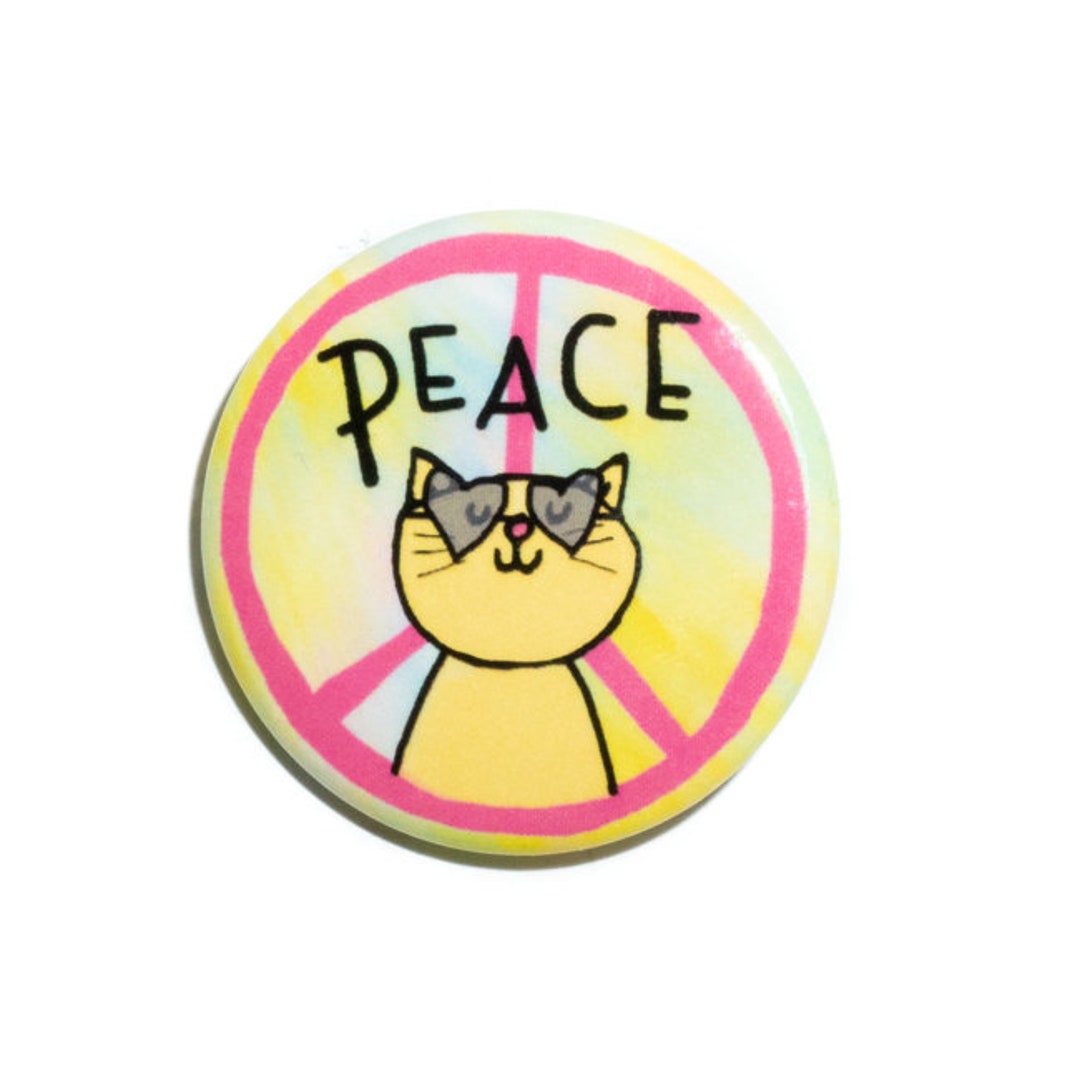 Cat Pin, Peace Pin, Button Pin, Cat Gift, Badge, Cats, Peace, Peace and ...