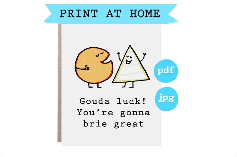 Digital Download Card Instant Download Card Good Luck Card | Etsy