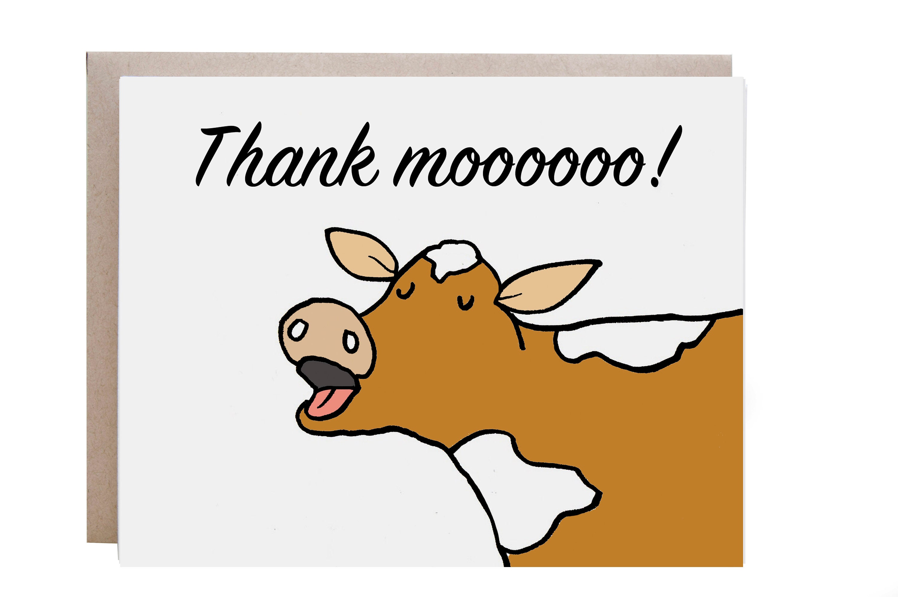 Thank You Card Thank Moo Card Cow Thank You Card Pun Thank | Etsy