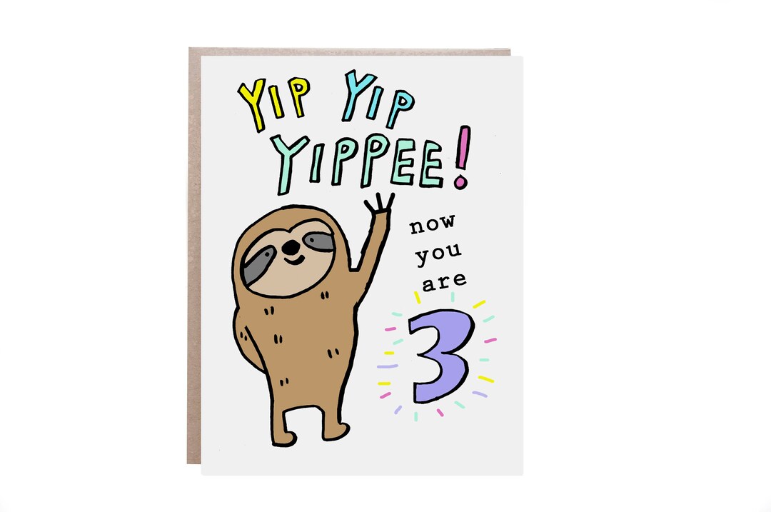 Third Birthday Card, Turning 3 Card, Three Year Old, Happy Birthday ...