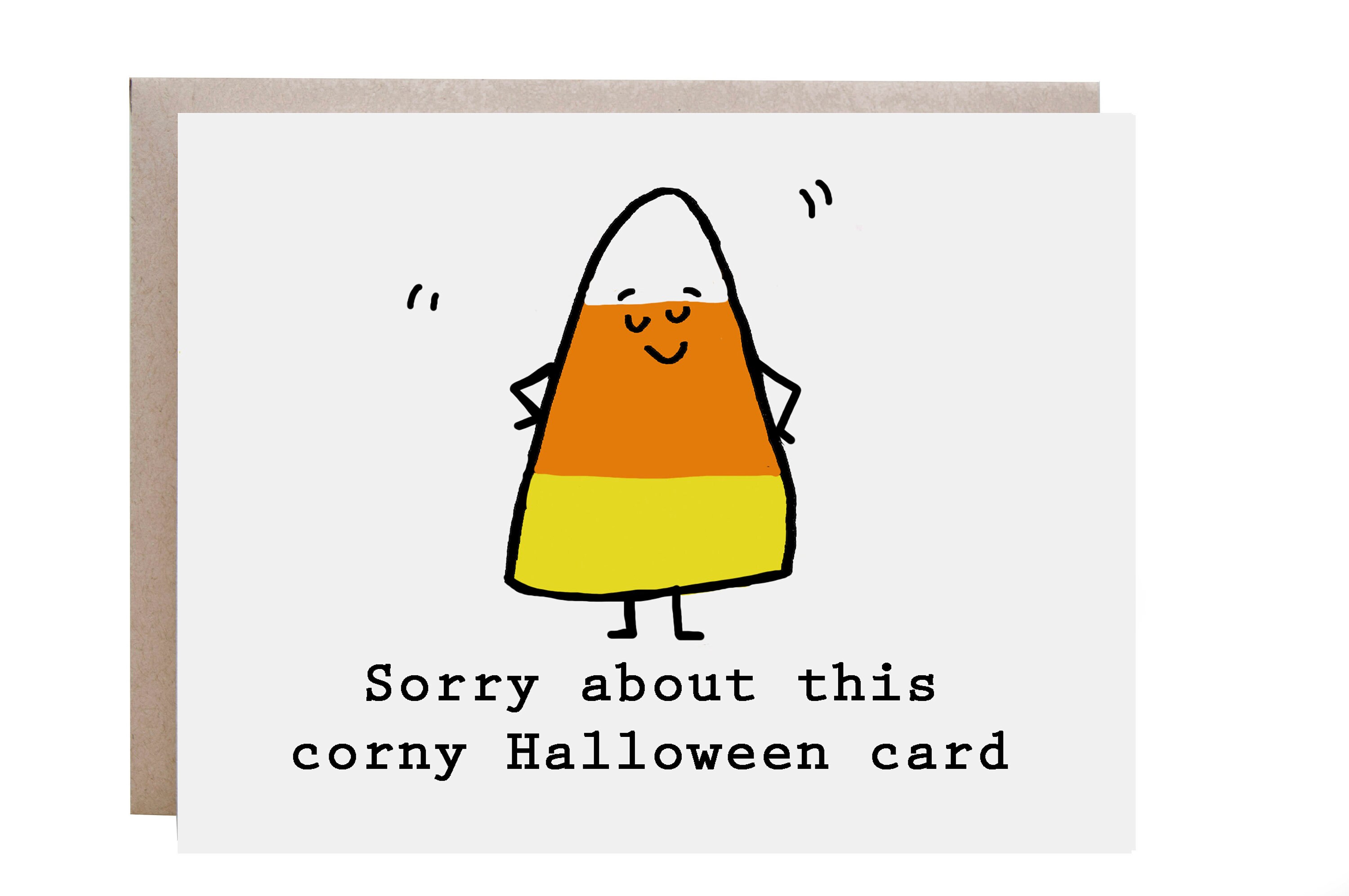 Corny Halloween Candy Corn Pun Funny Halloween Card Corny | Etsy