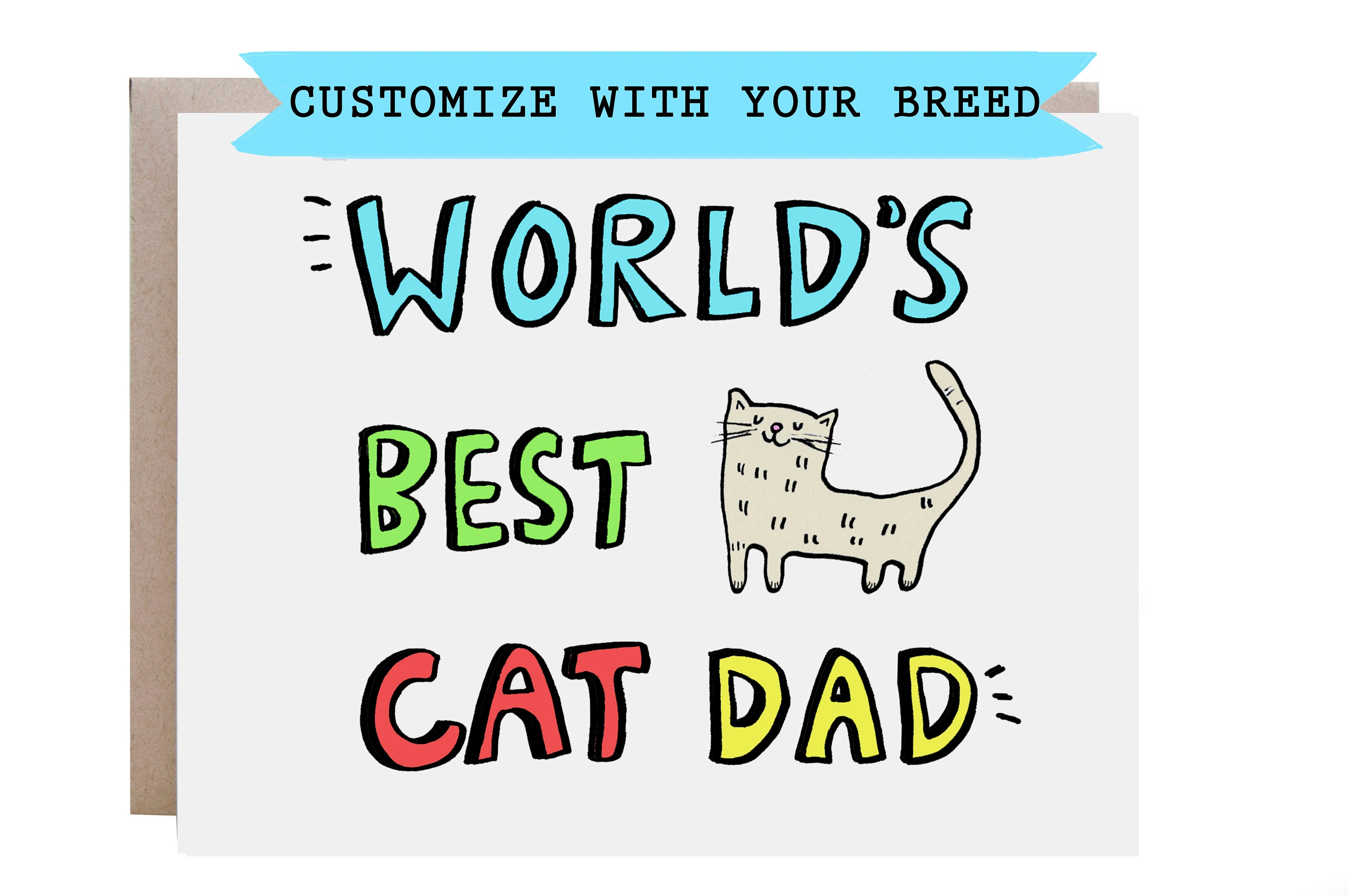 Cat Dad Card Cat Father's Day Card Cat Dad Cat Card | Etsy