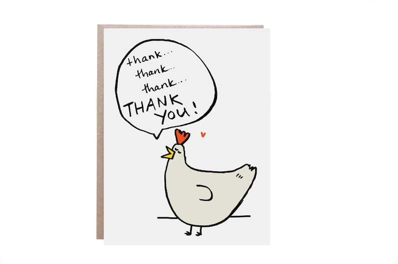 Thank You Card Chicken Thank You Card Thanks Card - Etsy