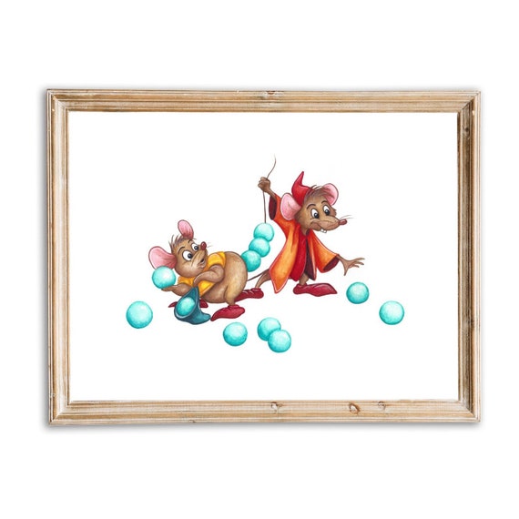 Cinderella's Mice Jaq & Gus Disney Watercolor Painting | Etsy