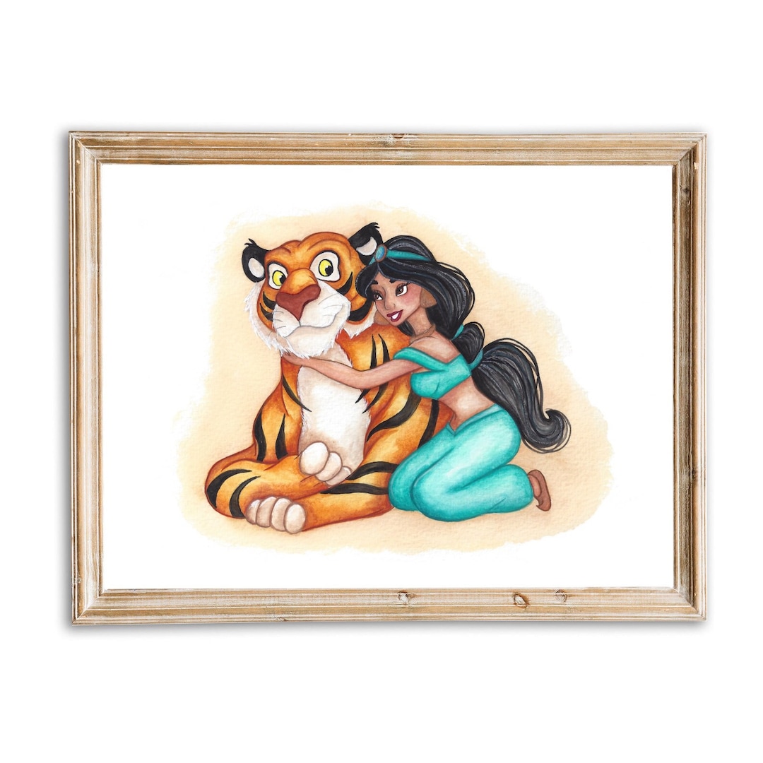 Disney's Aladdin - Jasmine & Rajah - Watercolor Painting - Original and ...