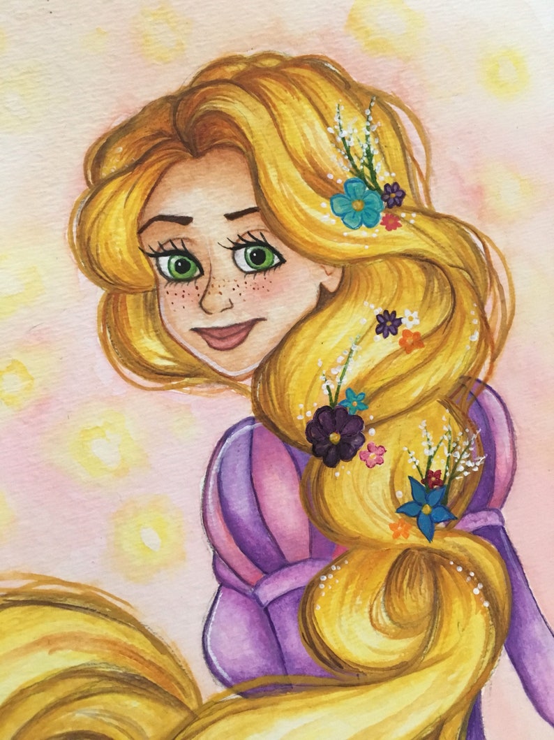 Rapunzel - Tangled - Disney Watercolor Painting - Print and Original ...
