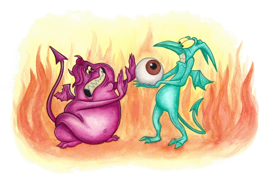 Disneys Hercules Pain & Panic Watercolor Painting PRINT - Etsy