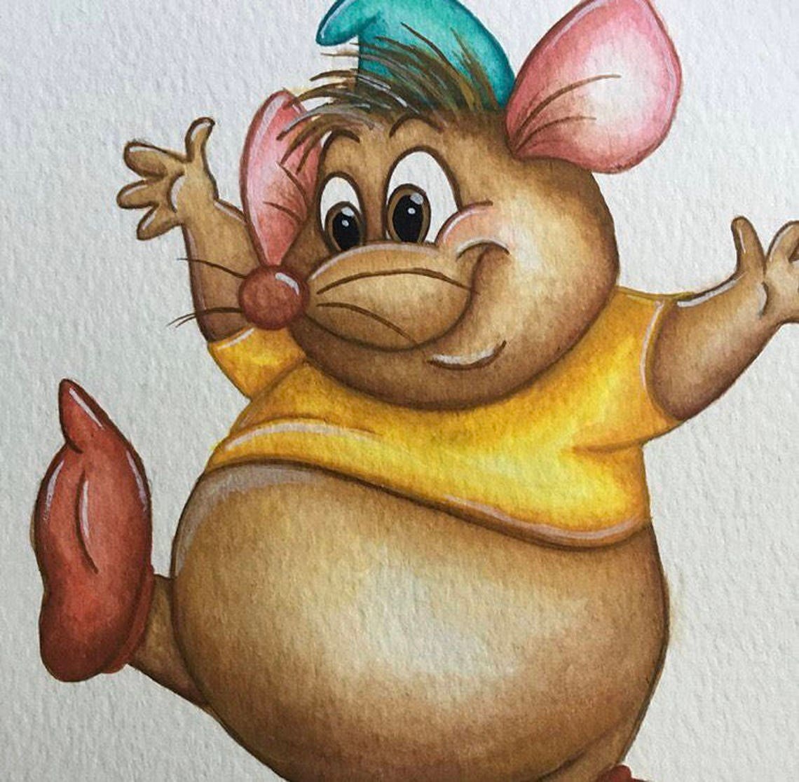 Disney's Gusgus Watercolor Painting Print - Etsy