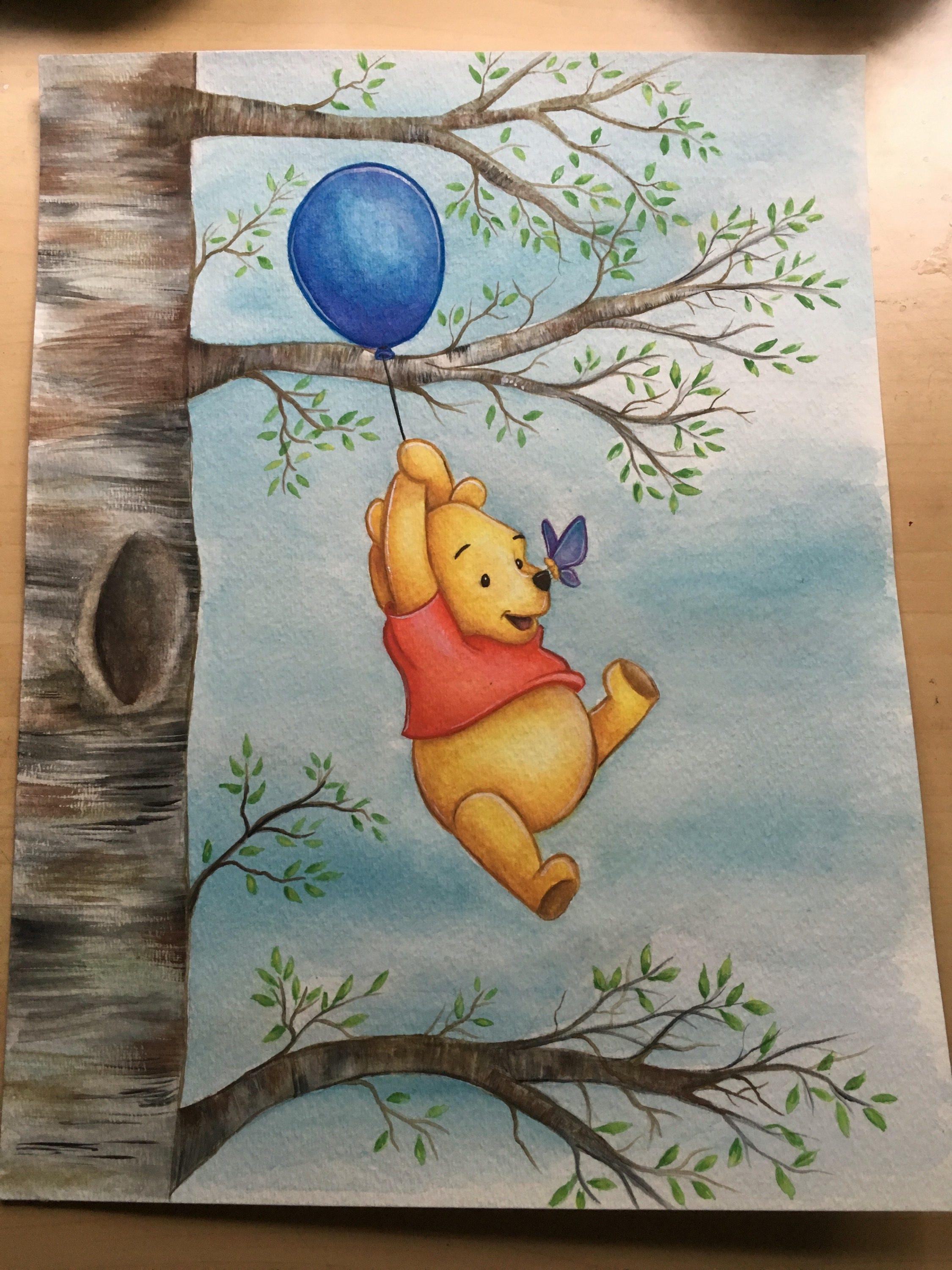 Winnie The Pooh Watercolor Painting PRINT | Etsy