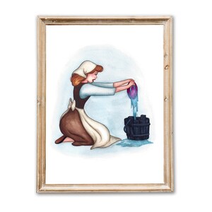 Cinderella - Cinderella Cleaning & Laundry - Watercolor Painting ...