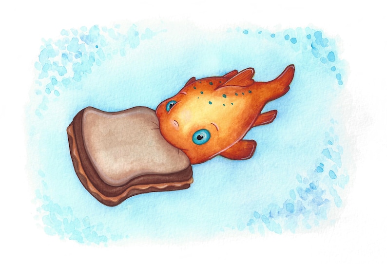 Lilo & Stitch Pudge the Fish Watercolor Painting PRINT - Etsy