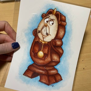 Be Our Guest - Cogsworth & Lumiere - Beauty and the Beast Watercolor ...