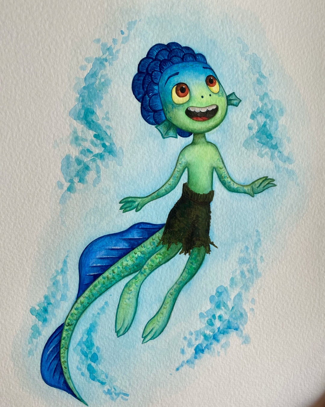 Disney’s Luca - Sea Monster Luca - Watercolor Painting PRINT - Etsy