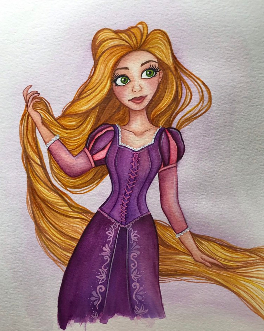 Disney’s Tangled - Rapunzel Watercolor Painting - PRINT - Etsy