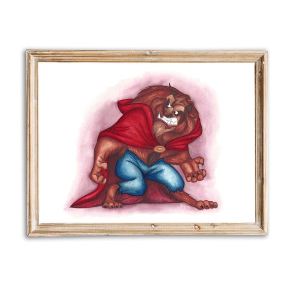 Beast Beauty and the Beast Watercolor Painting PRINT - Etsy