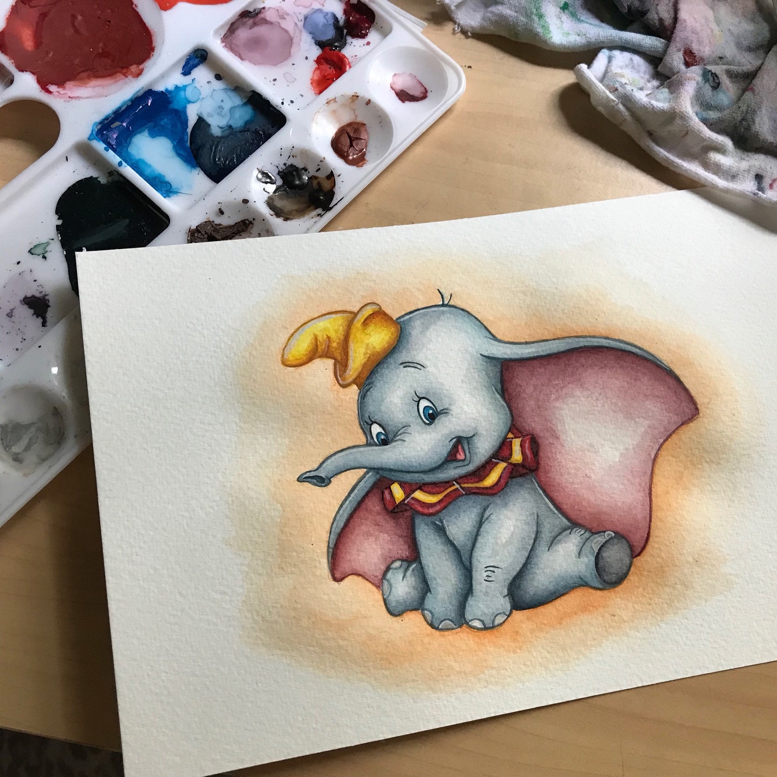 Disney's Dumbo Watercolor Painting Print - Etsy