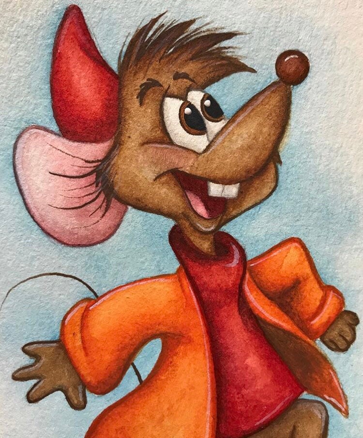 Cinderella Jaq Watercolor Painting Print | Etsy