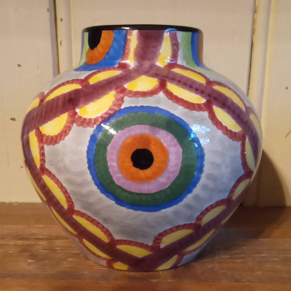 Gobelin 1 by Eva Zeisel Schramberg SMF Majolika Bulbous Vase Rare Eye ...