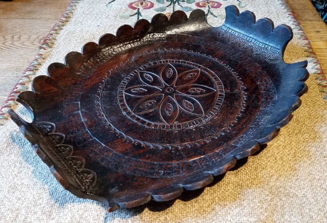 Tooled Leather Tray Daisy Wheel Pattern, Vintage Ethnic Figured - Etsy