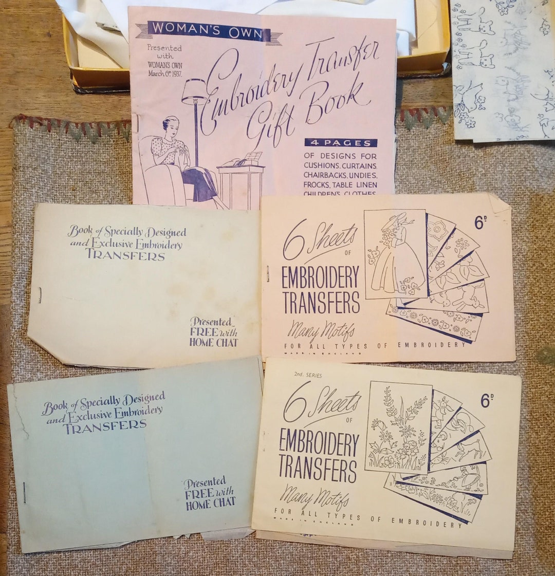 Vintage Chocolate Box Full of Embroidery Transfers for Sewing Projects ...