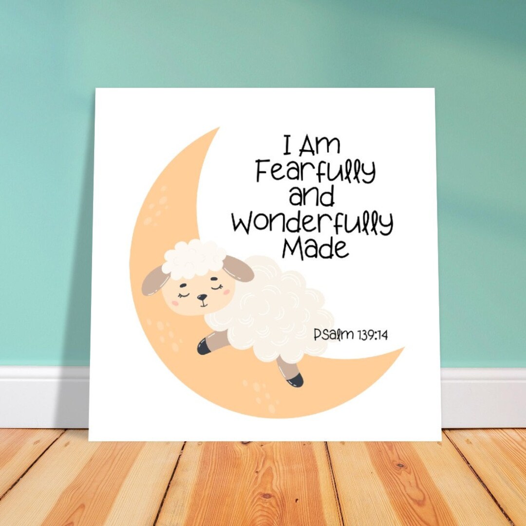 Psalms 139:14 Poster, Bible Verse Art for Baby Nursery, Fearfully and ...