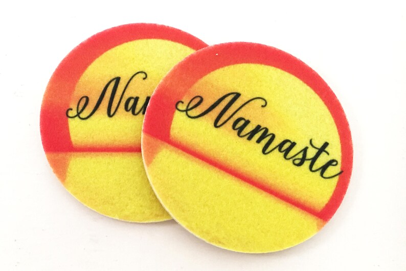 Namaste Sunset Yoga Cup Holder Coasters - Set of Two Super Absorbent ...