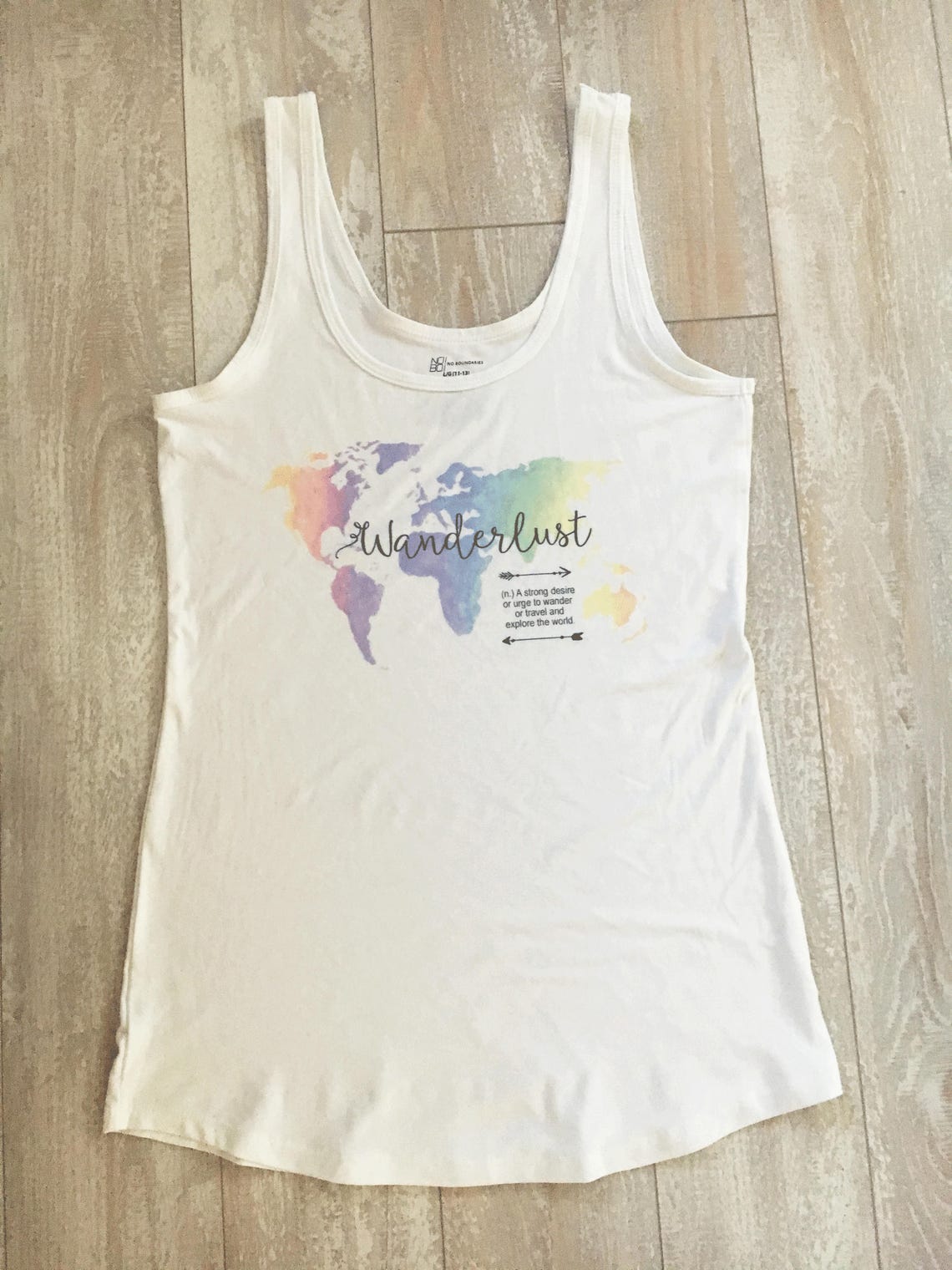 Wanderlust White Tank Top Soft Jersey Fabric Wanderlust - Etsy