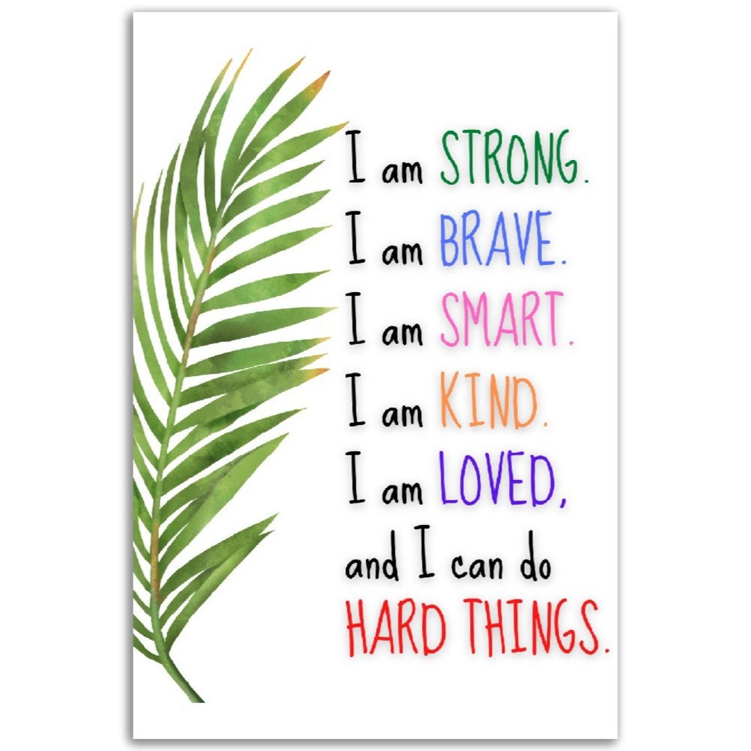 Children’s Affirmation Matte Poster, I Am Strong,i Am Brave,i Am Smart ...