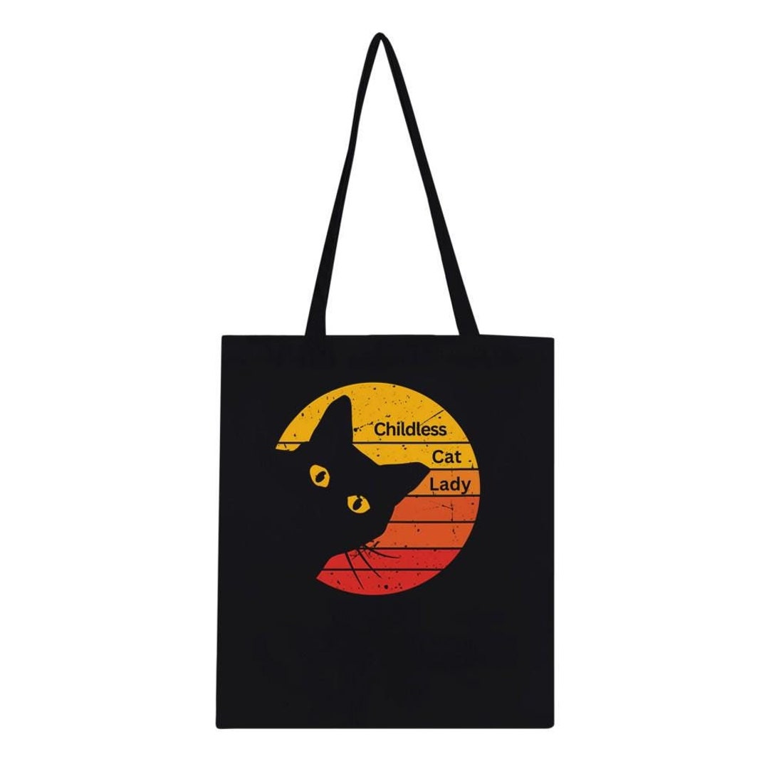 Childless Cat Lady Classic Tote Bag, 100% Cotton Fabric Reusable Bag ...
