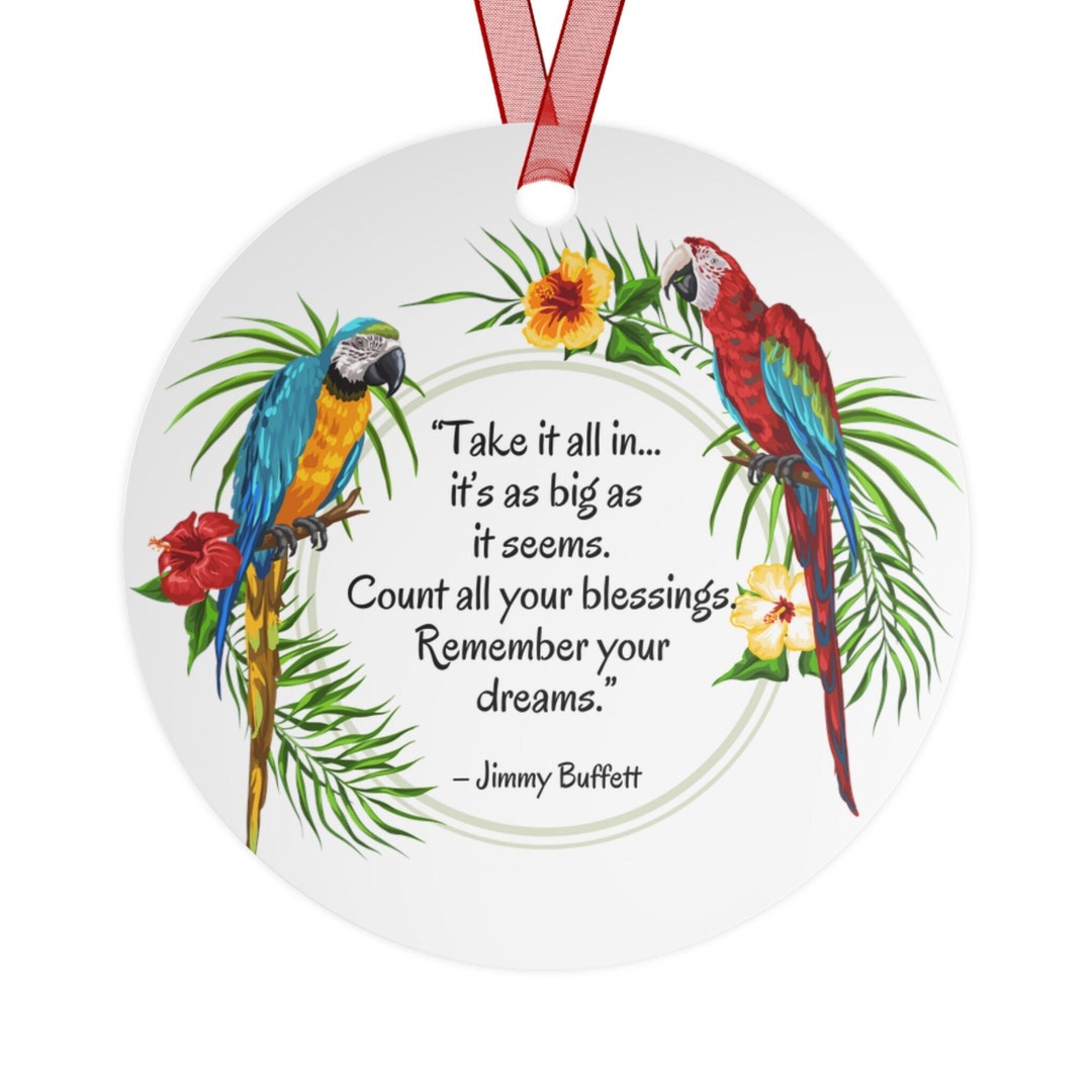 Jimmy Buffett Inspired Ornament, Lightweight Metal Festive Parrot ...