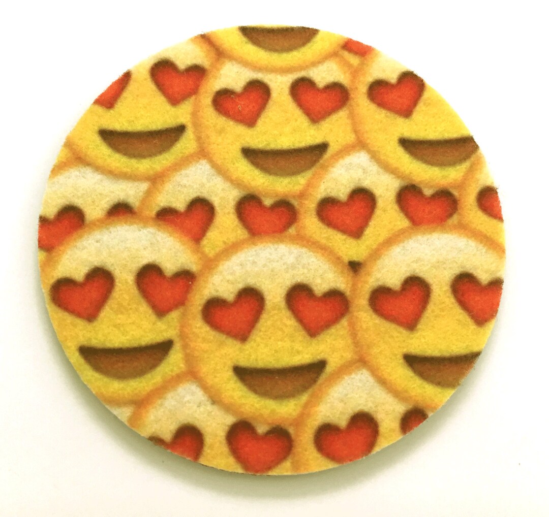 Smiling Face With Heart shaped Eyes Emoji Car Coasters Cup Etsy