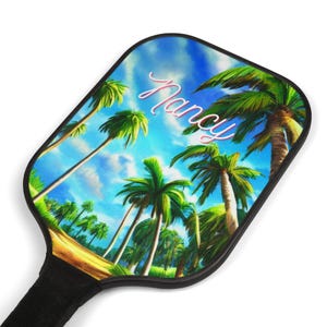 Pickleball Set, Personalized Paddle, Palm Trees Design, Name ...