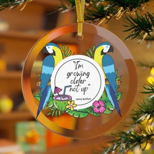 Jimmy Buffett Inspired Glass Christmas Ornament, “i’m Growing Older Not ...
