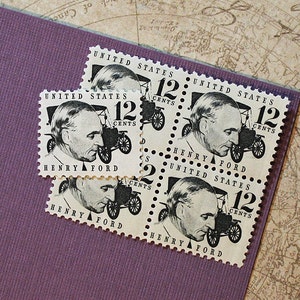 Ten 12c Henry Ford and Model T Stamp .. Vintage Unused US Postage ...