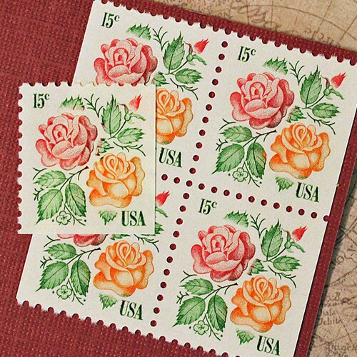 Four 4 Vintage Unused Postage Stamps Rose Camellia | Etsy