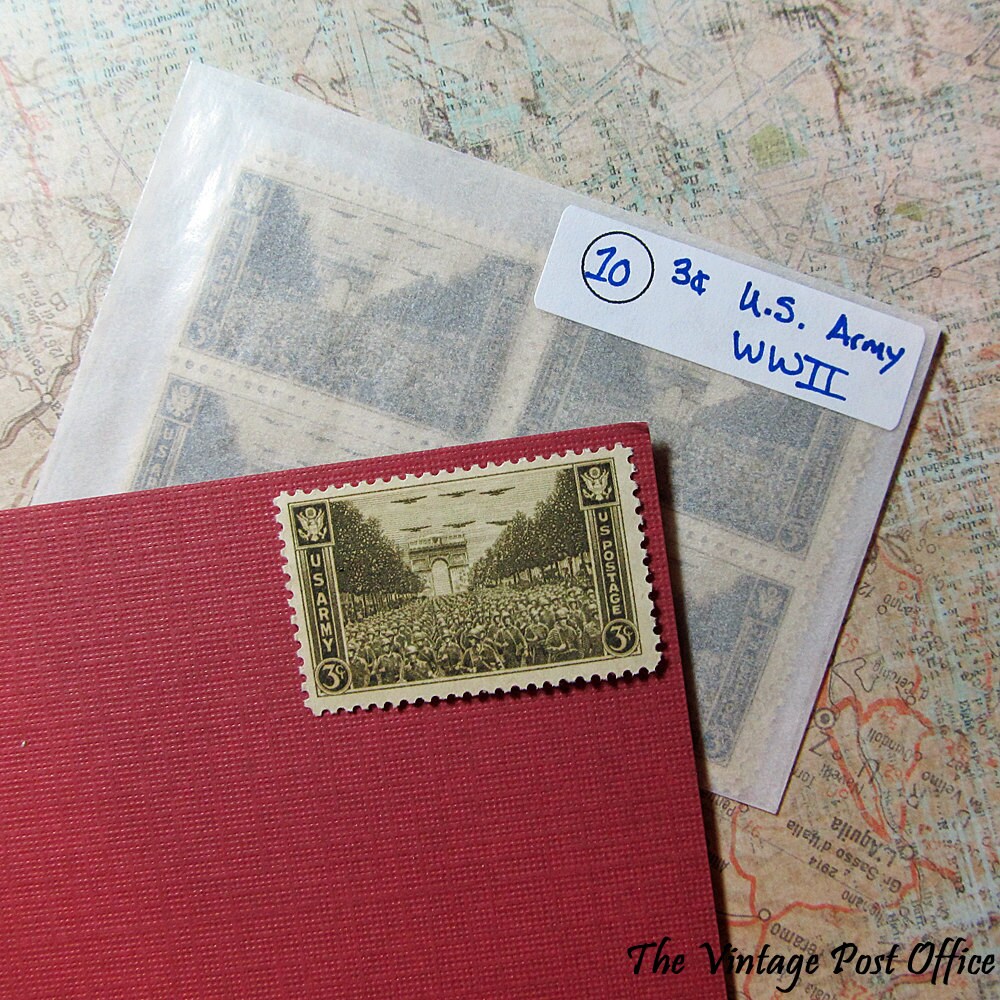Ten 3c U.S. Army WWII .. Vintage Unused US Postage Stamp .. | Etsy