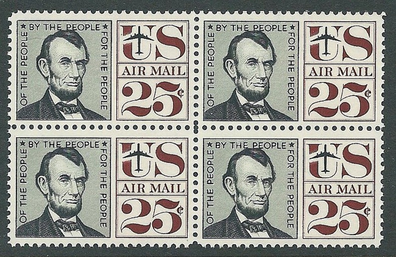Vintage Unused US Postage Stamp 25c Abraham Lincoln Airmail | Etsy