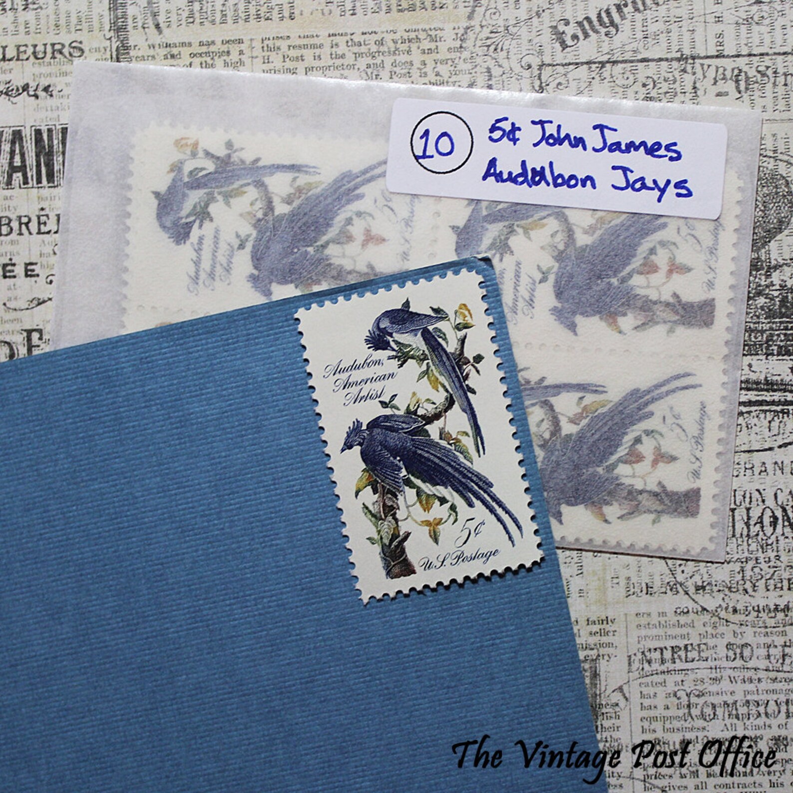 Ten 5c John James Audubon Columbia Jays .. Vintage Unused US | Etsy