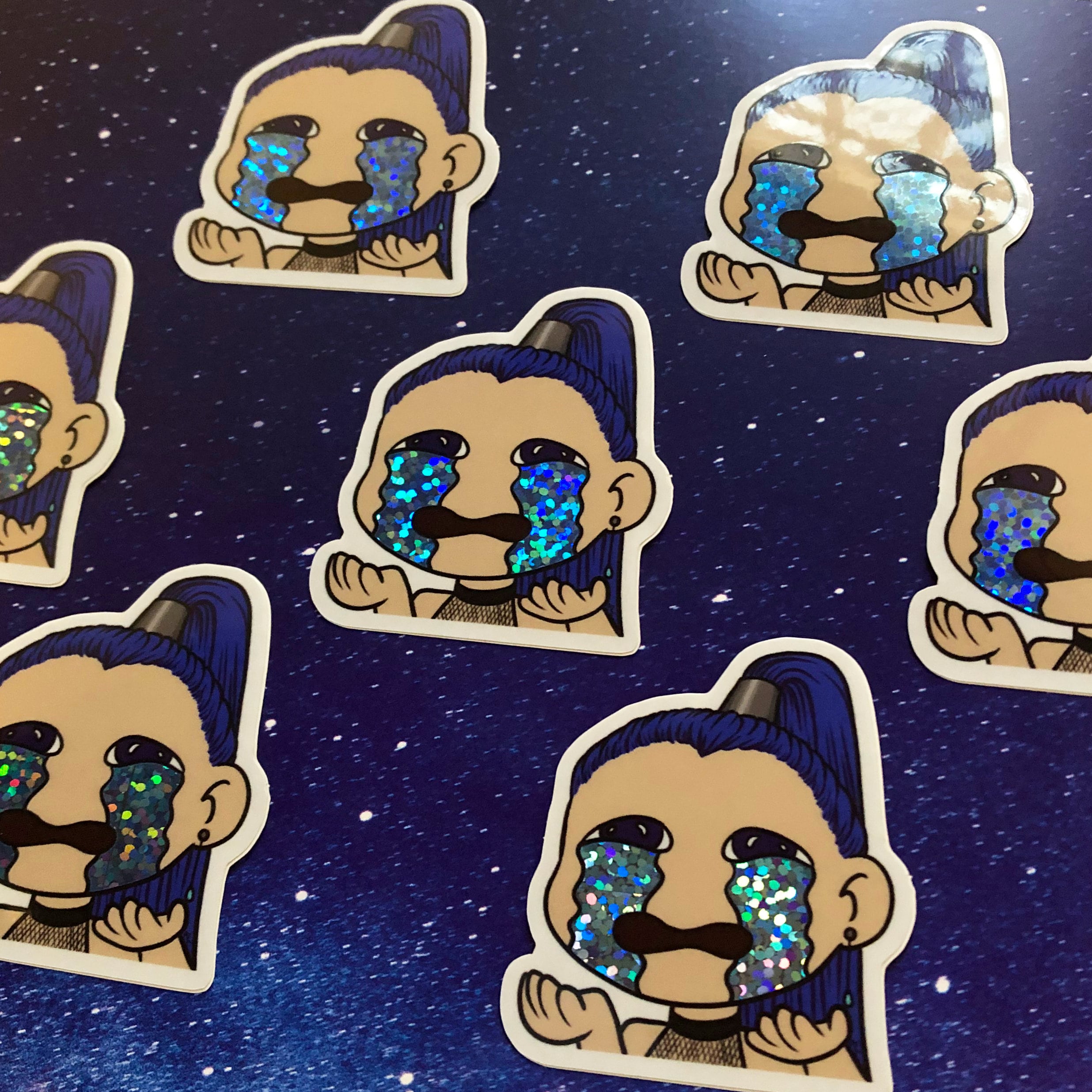 Crying Emote Glitter Sticker - Etsy