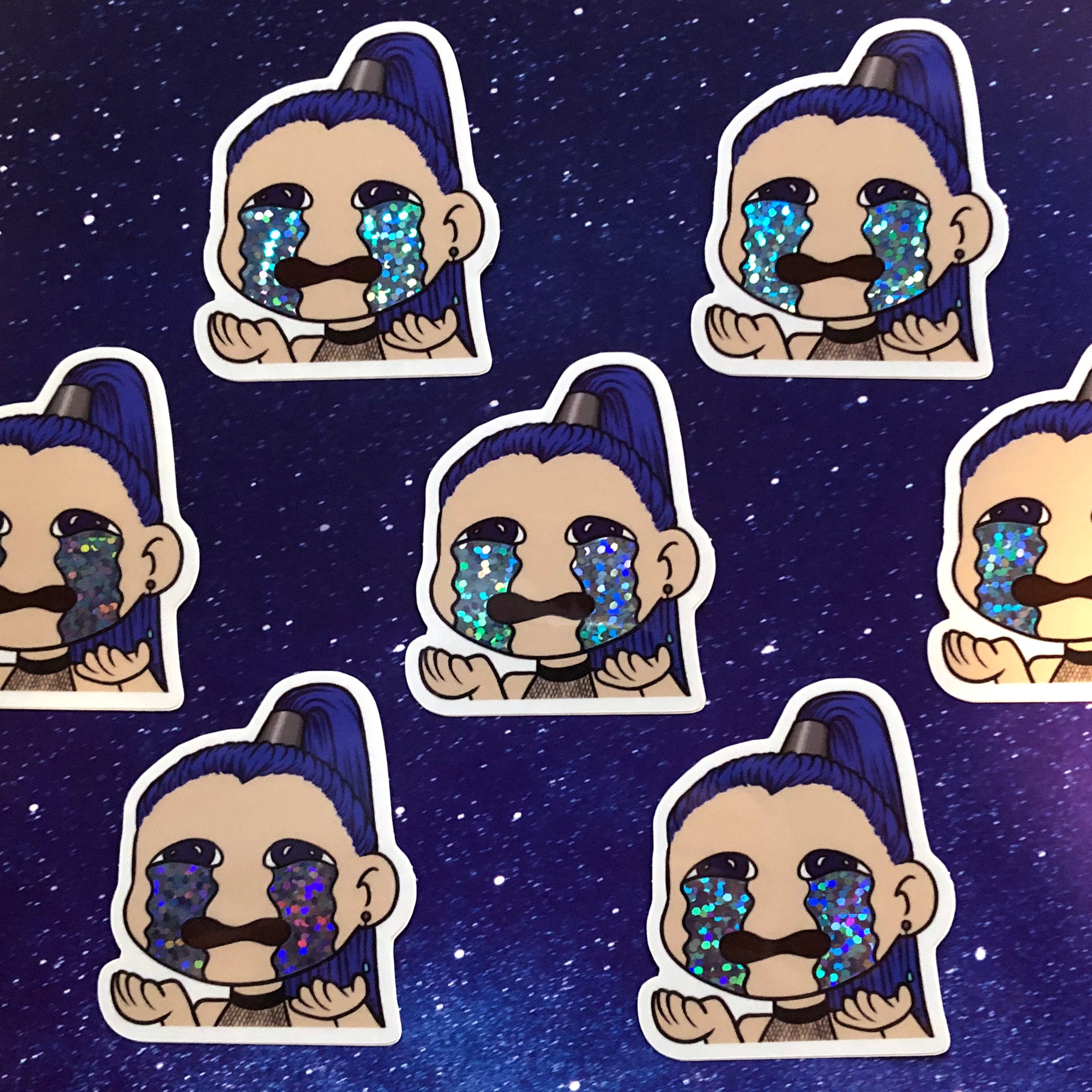 Crying Emote Glitter Sticker - Etsy