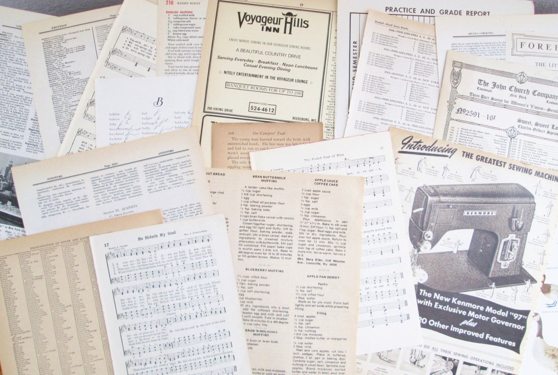 Vintage Book Paper Vintage Book Pages 1890-1958 Mixed Lot 36 - Etsy