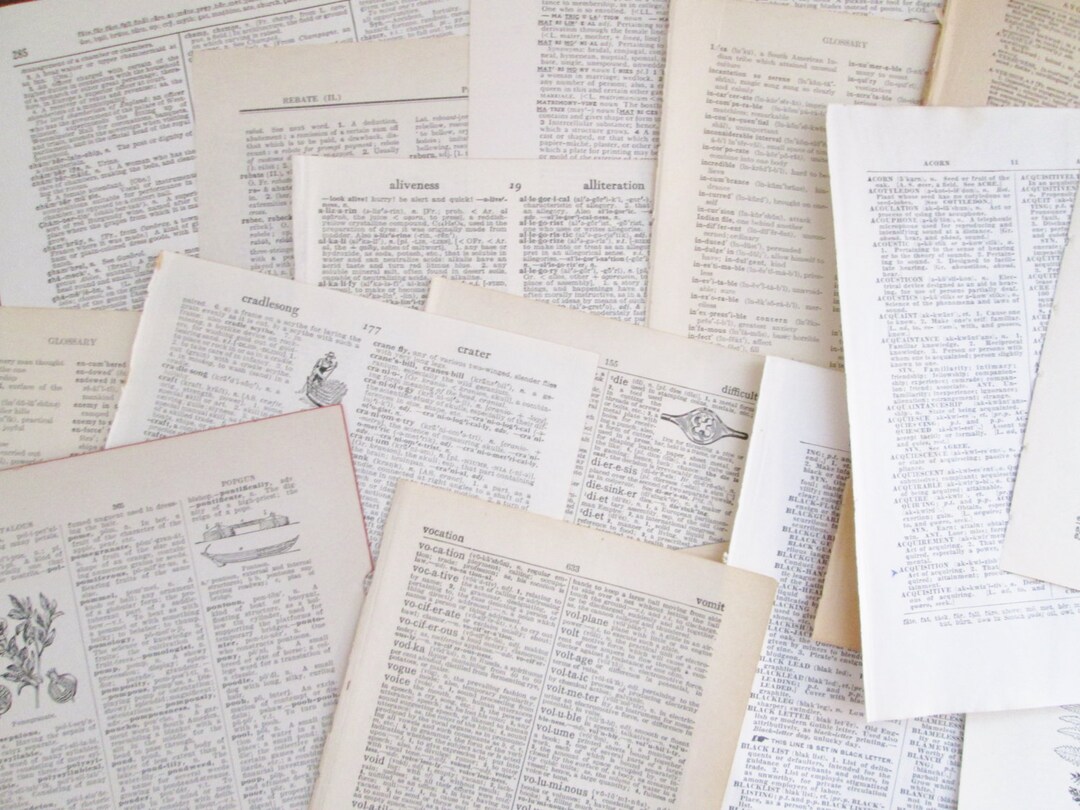 Vintage Illustrated Dictionary Pages Vintage Book Paper Journaling ...