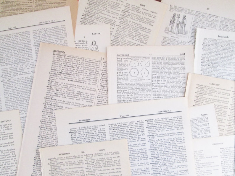 Vintage Illustrated Dictionary Pages Vintage Book Paper Journaling ...