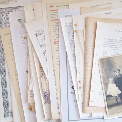 Vintage Paper Ephemera Pack Book Paper 100 Pages Mixed Lot | Etsy
